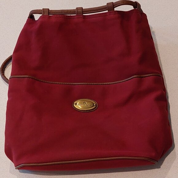 Etienne Aigner | Bags | Etienne Aigner Burgandy Canvas Backpack Purse ...